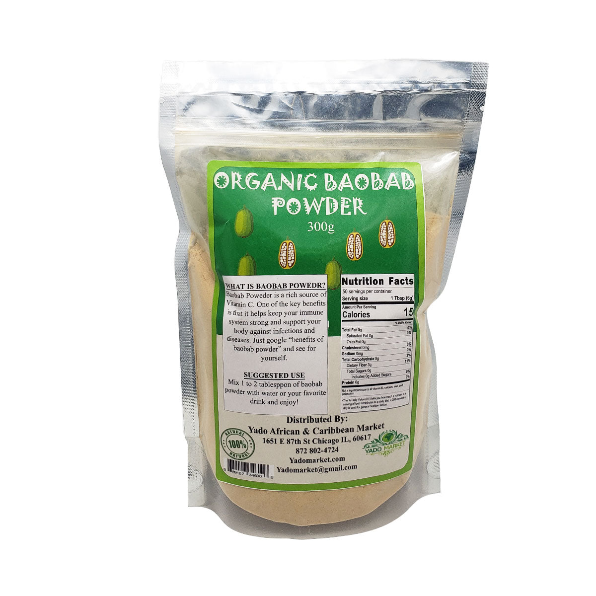 Organic Baobab Powder | 100% Raw 300g – Yado African & Caribbean Market